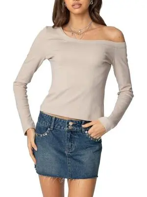 EDIKTED Adelaine Asymmetric Top - Beige