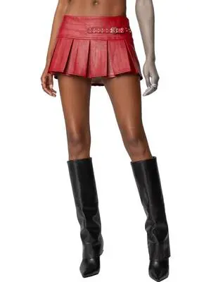 EDIKTED Carmine Faux Leather Mini Skirt - Red