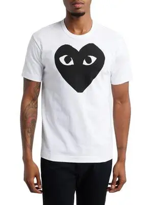 Comme Des Garçons Black Heart Graphic T-shirt - White