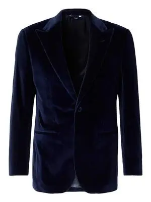 Thom Sweeney Cotton Velvet Tuxedo Jacket - Blue