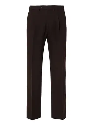 SAMAN AMEL Amo Wool Twill Straight-leg Pants - Brown