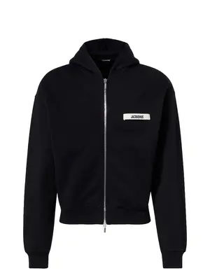 Jacquemus Gros Grain Cotton Zip-up Hoodie - Black