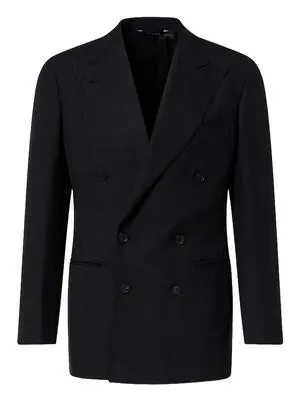 SAMAN AMEL Double-breasted Silk Blazer - Black