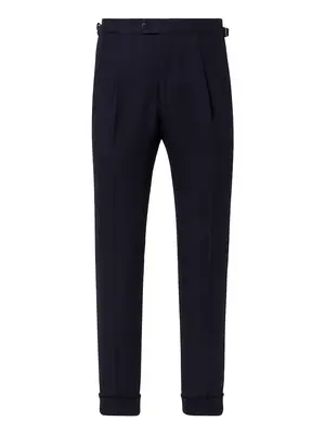 SAMAN AMEL Amie Wool Straight Pants - Blue
