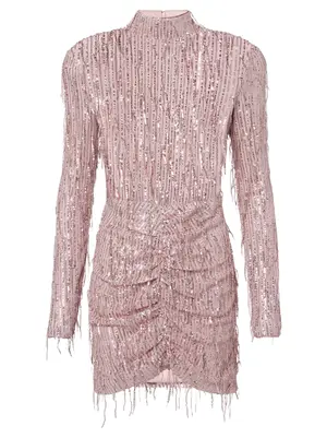 Remain Birger Christensen Fringed Ruched Lurex® Cocktail Dress - Pink