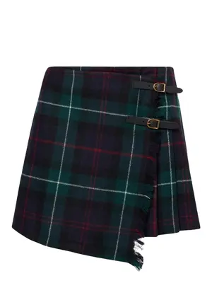 Polo Ralph Lauren Plaid Pleated Wool Twill Wrap Skirt - Multicoloured