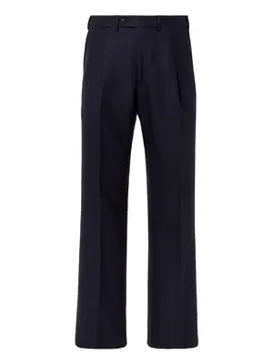 SAMAN AMEL Amo Wool Twill Straight-leg Pants - Blue