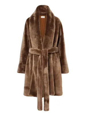 THE ROW Lucja Shearling Wrap Coat - Brown
