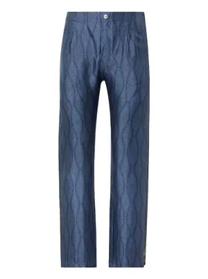 Etro Paisley Silk Straight Pants - Blue
