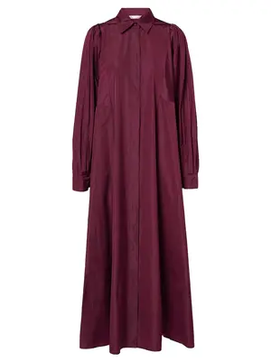 Max Mara Pucci Pleated Taffeta Maxi Dress - Burgundy