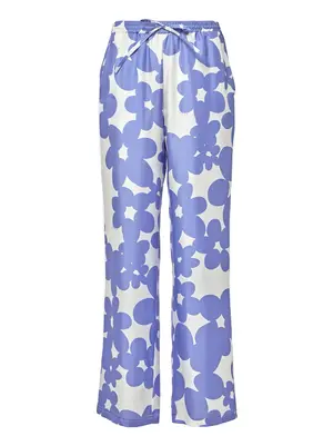 Marni Floral Print Silk Wide-leg Pants - Blue