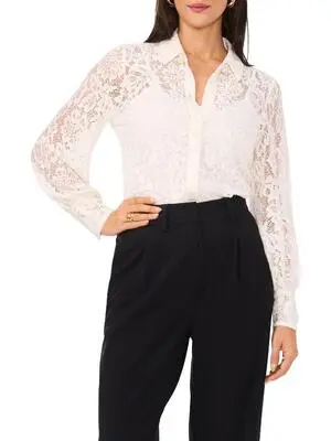 Vince Camuto Lace Button-up Shirt - New Ivory
