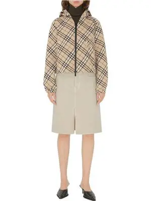 Burberry Burberry Check Hooded Jacket Alabaster