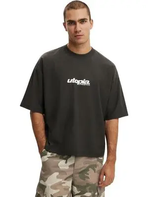 COTTON ON Cropped Fit Graphic T-shirt - Faded Slate Utopia
