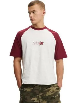 COTTON ON Cropped Fit Graphic T-shirt - White Marle  Burgundy East