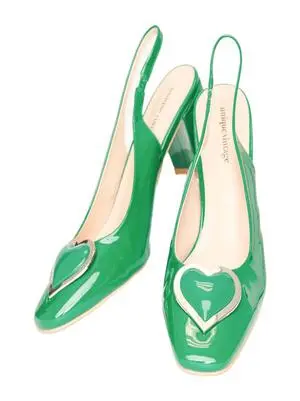 Unique Vintage Unique Vintage Heart Leatherette Slingback Heels Green