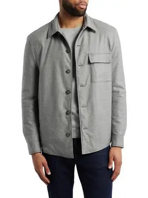 Hugo Boss Corvin Inpad Virgin Wool Blend Overshirt - Open Gy
