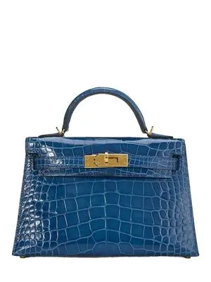 HERMÈS Alligator Kelly Sellier 20 Mini With Gold Hardware