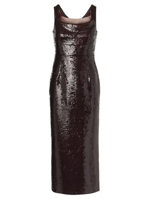 Roland Mouret Sequined Off-shoulder Cocktail Dress - Brown