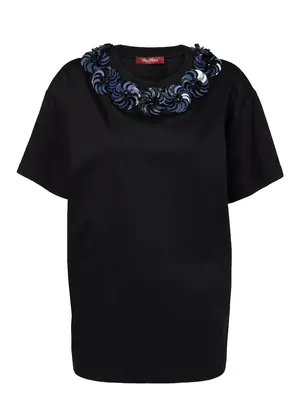 Max Mara Gennaio Embellished Jersey Top - Black