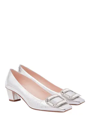 ROGER VIVIER Belle Vivier 45 Embellished Pumps - White