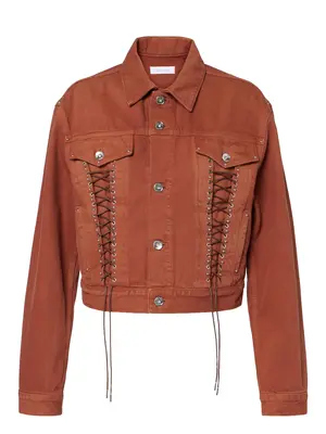Rabanne Cropped Denim Jacket - Brown