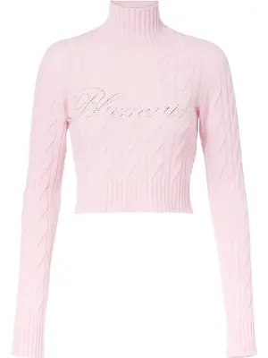Blumarine Logo Cropped Sweater - Pink