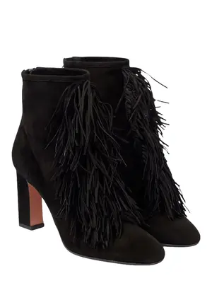 AQUAZZURA Gytane 85 Suede Ankle Boots - Black