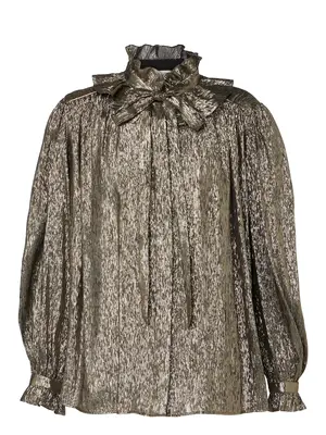 Chloé Ruffled Lamé Silk-blend Blouse - Metallic
