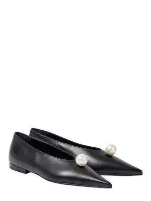 Magda Butrym Embellished Leather Ballet Flats - Black