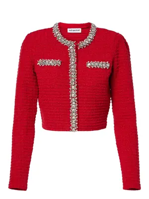 SELF-PORTRAIT Embellished Cardigan - Red