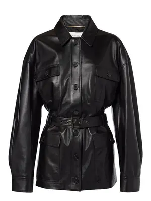 Saint Laurent Saharienne Belted Leather Jacket - Black