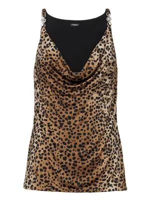 Versace Medusa '95 Leopard-print Draped Top - Brown