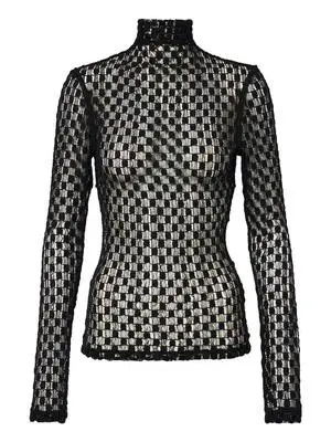 RÓHE Cotton-blend Lace Turtleneck Top - Black