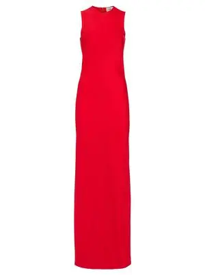AMI Paris AMI PARIS Viscose Blend Crepe Long Dress Red