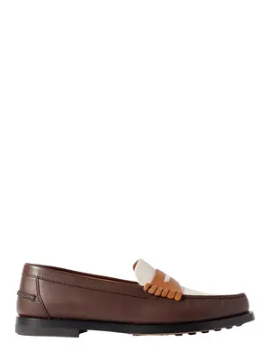 TOD'S Embellished Leather Loafers - Brown