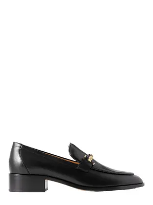 TOD'S Embellished Leather Loafers - Black