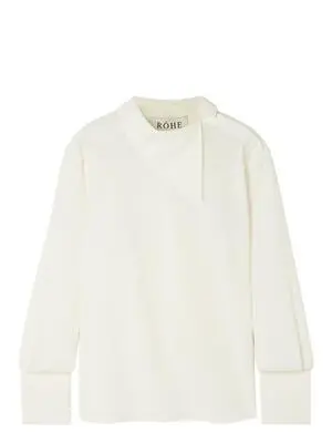 RÓHE Asymmetric Wool-blend Blouse - Cream