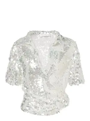 Christopher Esber Sequined Polo Shirt - Silver