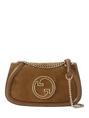 Gucci Blondie Leather And Suede Shoulder Bag - Brown