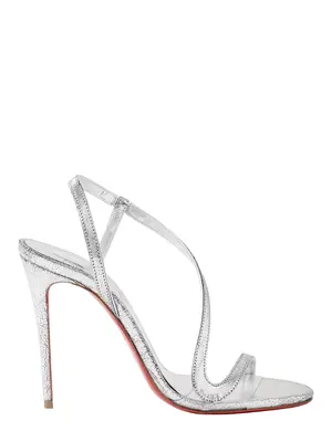 CHRISTIAN LOUBOUTIN Christian Louboutin Rosalie 100 Metallic Cracked-Leather Slingback Sandals