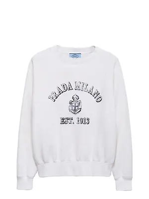 Prada Branded-print Cotton-jersey Sweatshirt - White