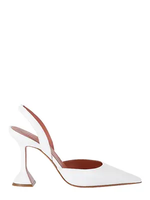 Amina Muaddi Holli 95 Slingback Leather Heeled Courts - White