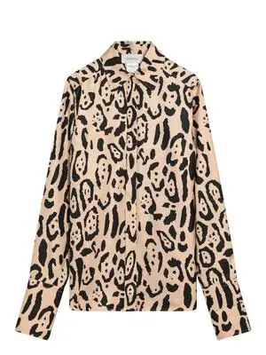 Sportmax Silk Animal Print Shirt - Beige