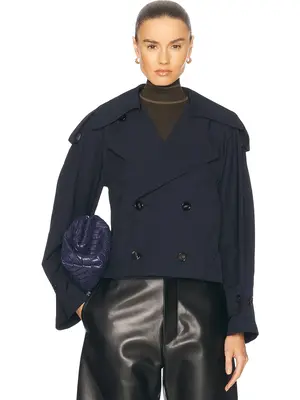 Bottega Veneta Cropped Trench Coat - Midnight Blue