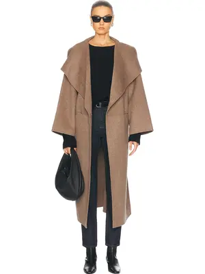 TOTEME Signature Wool Cashmere Coat - Oat Melange
