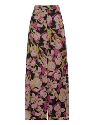 Pinko Floral Print Wide Leg Pants - Black