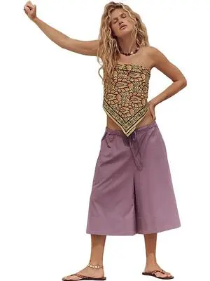 Free People Free People Menorca Slouchy Capri Pants Cool Violet
