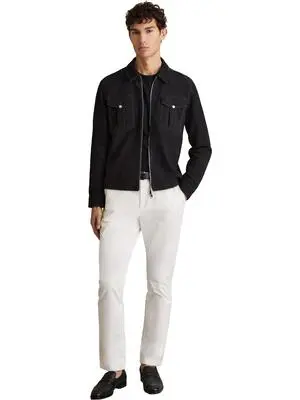 REISS Belle Suede Shirt Jacket - Navy
