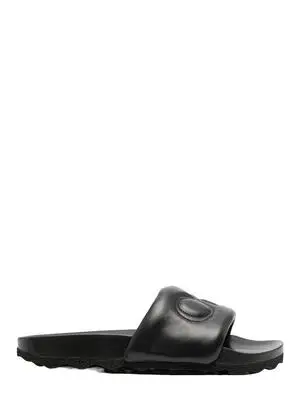 Off-White Bookish Leather Sliders - Black